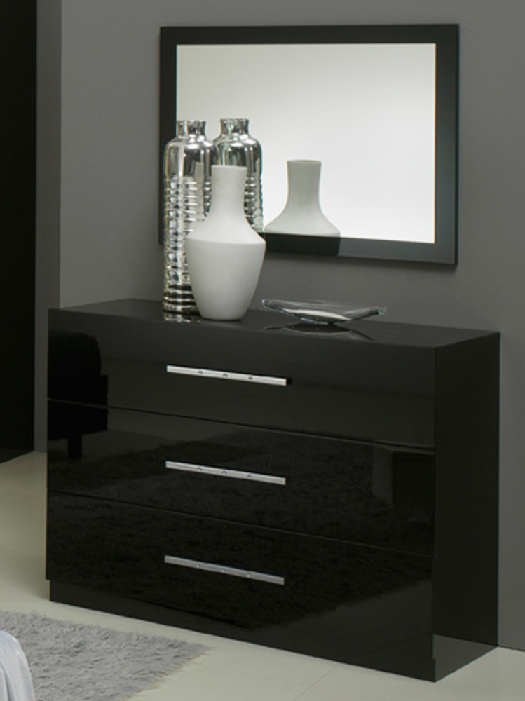 Commode 3 tiroirs Gloria laquée noir