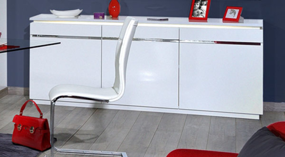 Bahut 3 portes Electra laque blanche Blanc brillant