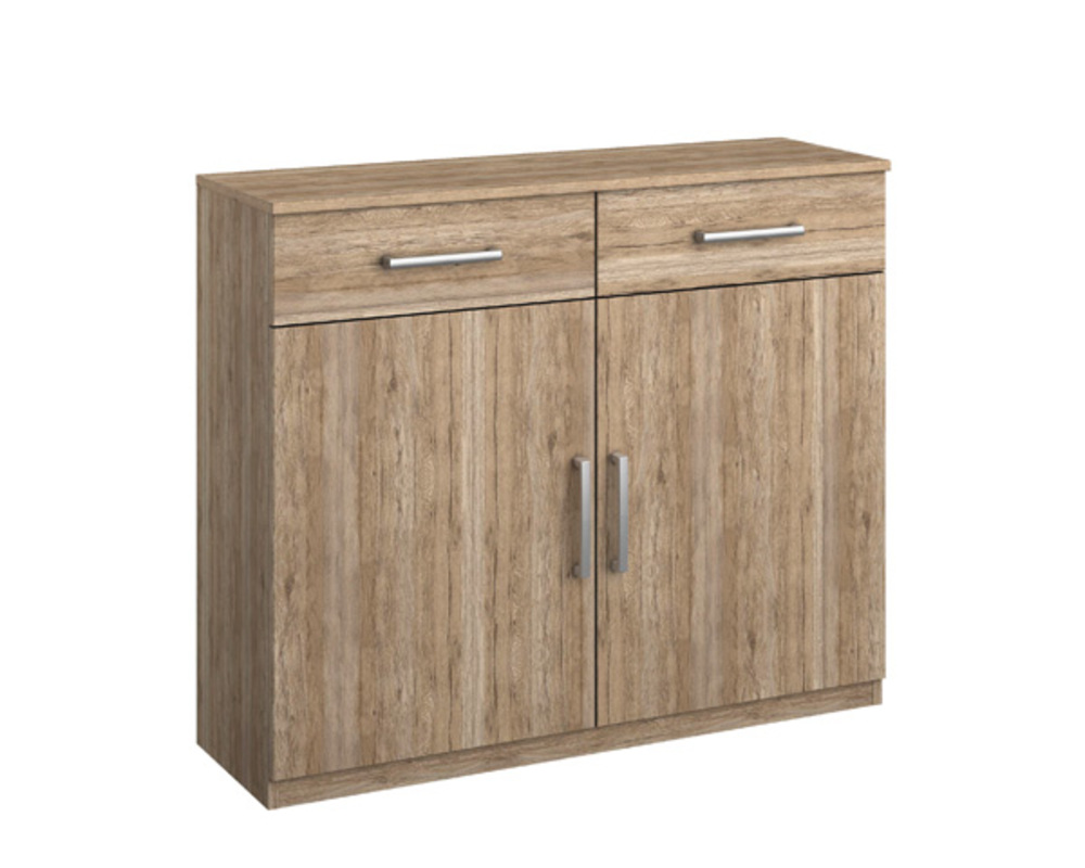 Commode 2 portes 2 tiroirs Borba chene sonoma/gris lave