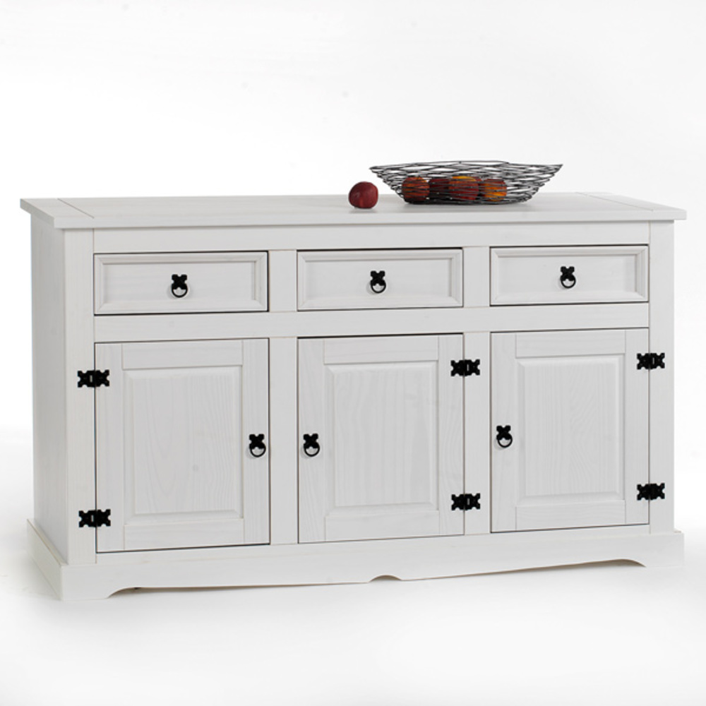 Bahut 3 portes 3 tiroirs Tequila Lasuré blanc