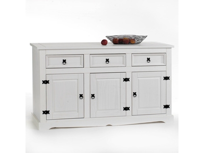 Bahut 3 portes 3 tiroirs Tequila Lasuré blanc