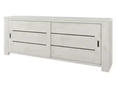 Bahut 2 portes coulissantes Johanna Chene blanchi/anthracite