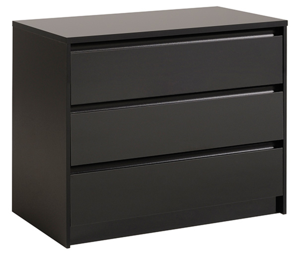 Commode 3 tiroirs Ontario noir brillant Noir brillant