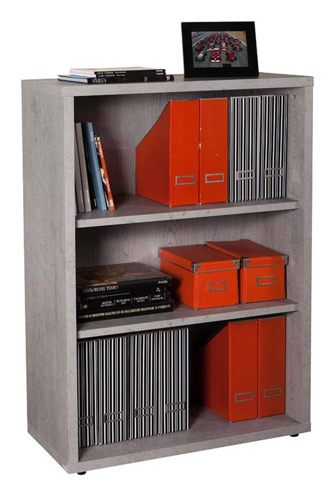 Bibliotheque basse Ufficio blanc/gris Beton structure