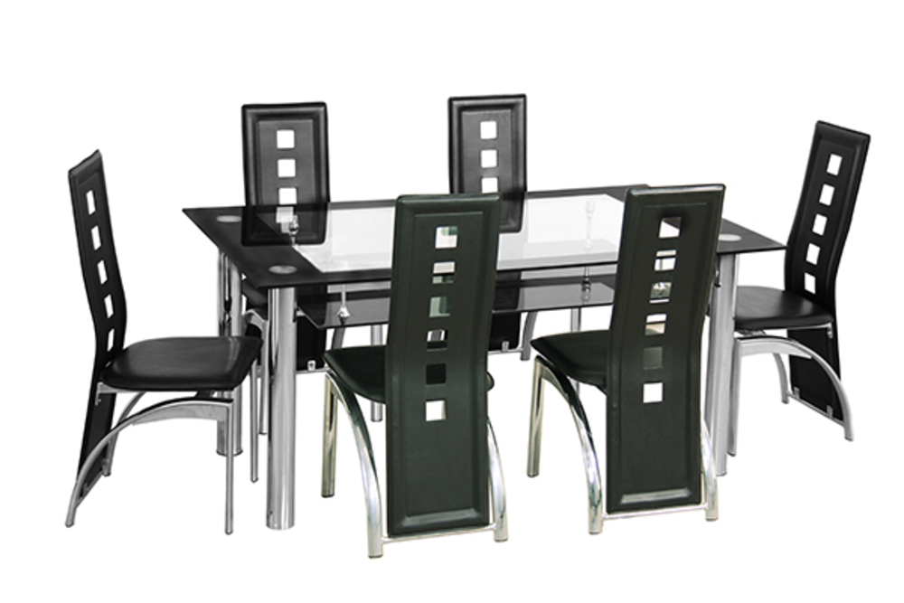 Table de repas Didi Noir/transparent L 150 X H 75 X P 90