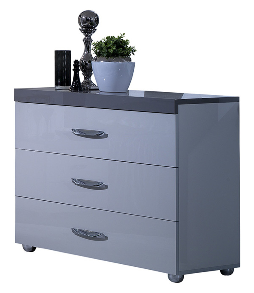 Commode 3 tiroirs Jessica Gris taupe/gris clair