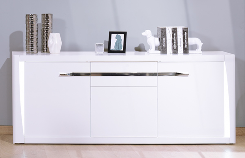 Bahut 3 portes Orba blanc Blanc brillant