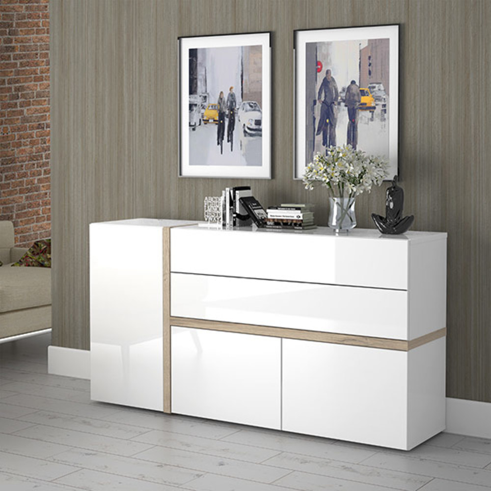 Bahut Bianko Blanc brillant/chene