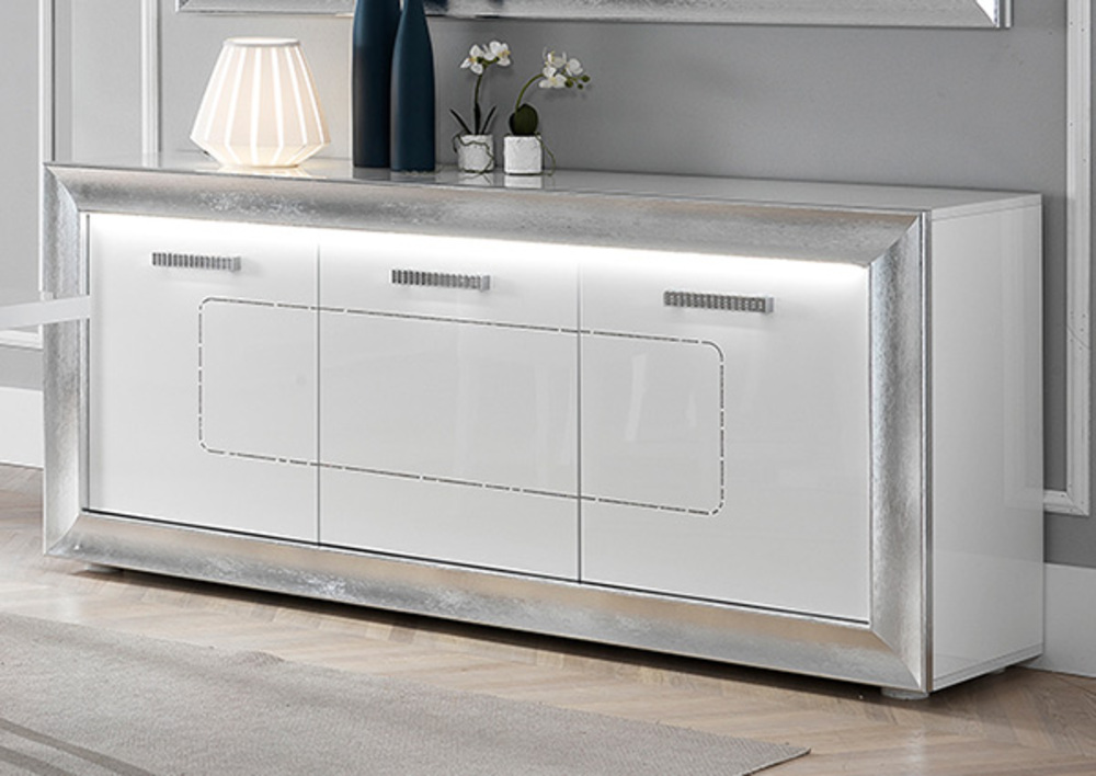 Bahut 3 portes Nevada Blanc brillant