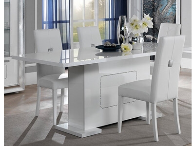 Table repas avec allonge White horse Blanc / acacia