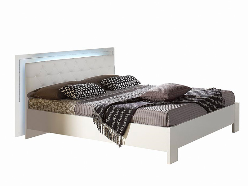 Lit avec eclairage Alaska Blanc brillant L 187 X H 91 X P 211