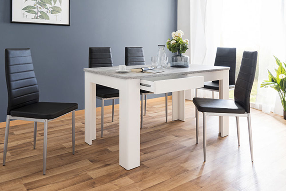 Table de cusine Mia Blanc/béton