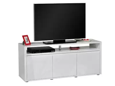 Meuble tv 3 portes Urbana blanc brillant