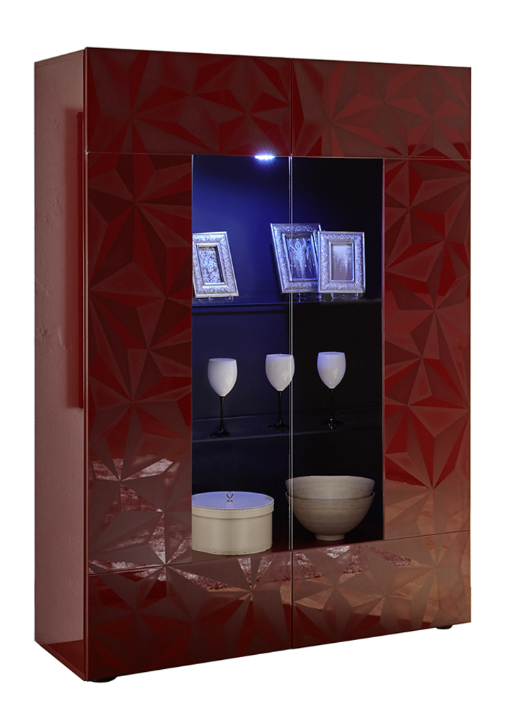 Vitrine 2 portes Prisme rouge brillant