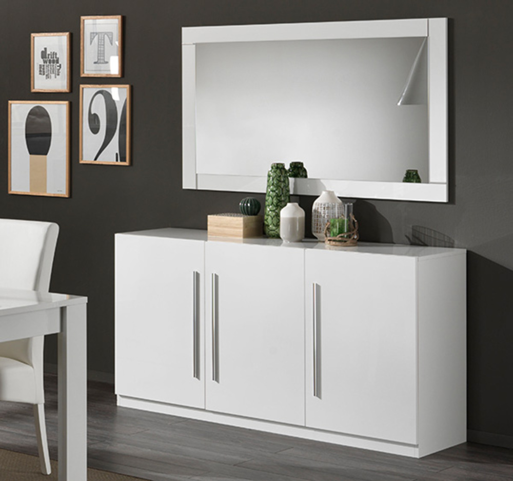 Bahut 3 portes Greta laqué blanc