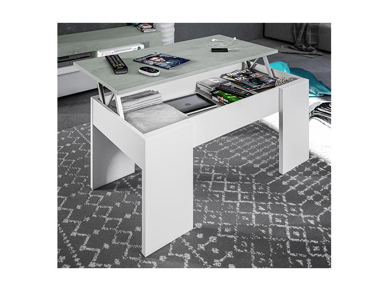 Table Basse Relevable Aura Blancbéton 3710