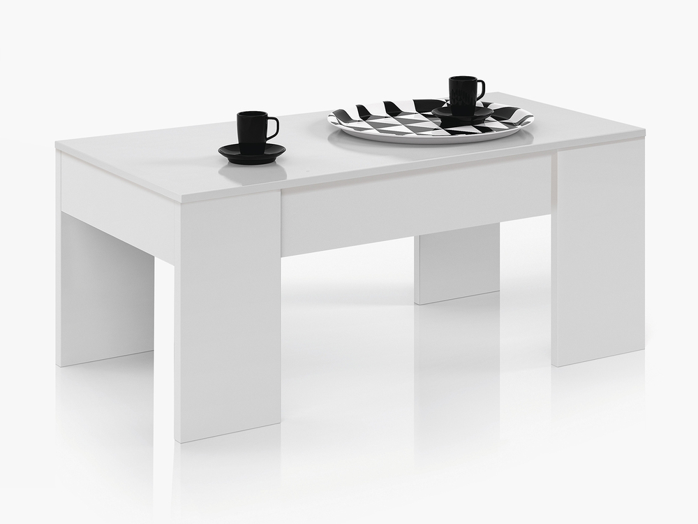 Table basse relevable Aura blanc Blanc brillant