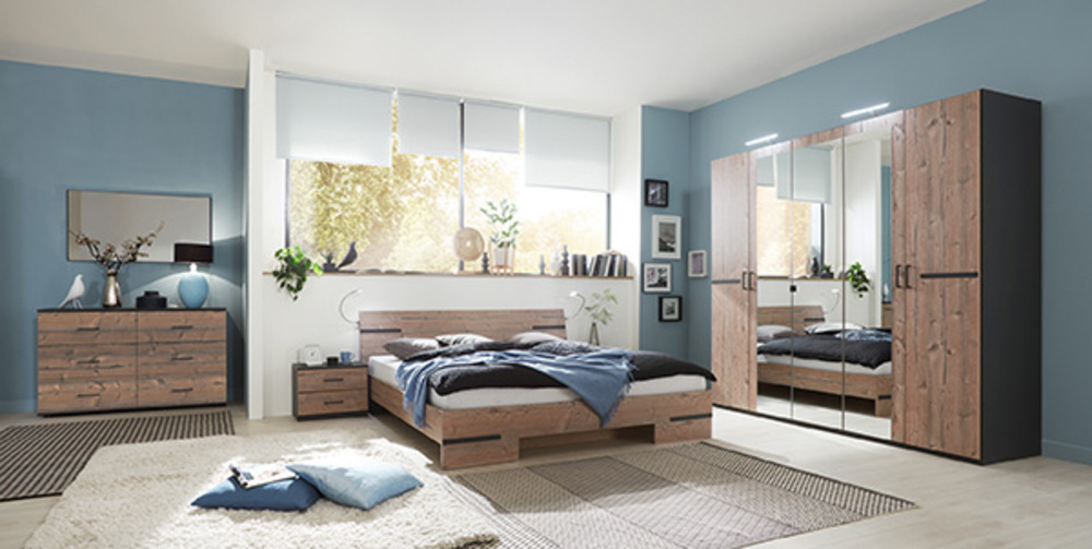 Commode 6 tiroirs Anna chambre à coucher silver/graphite Bois/graphite