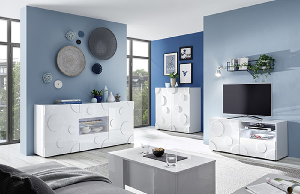 Meuble tv Round Blanc brillant