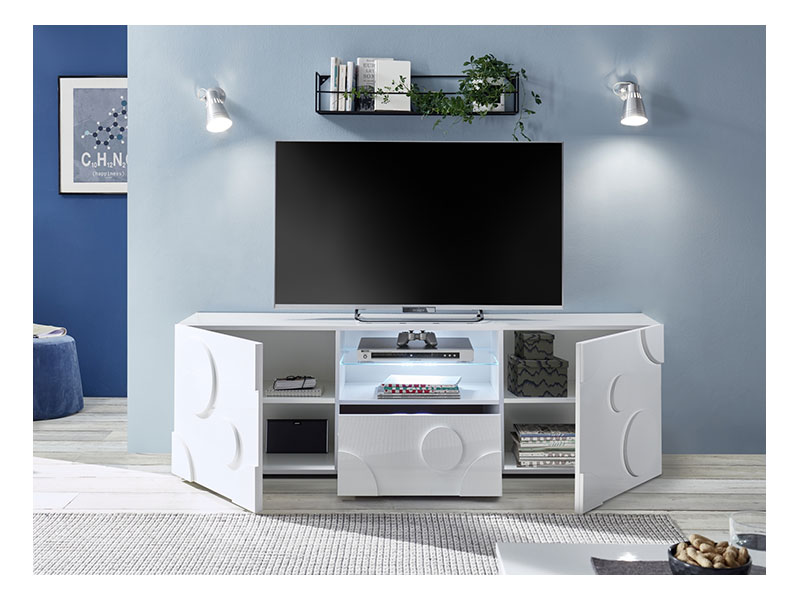 Meuble tv Round Blanc brillant