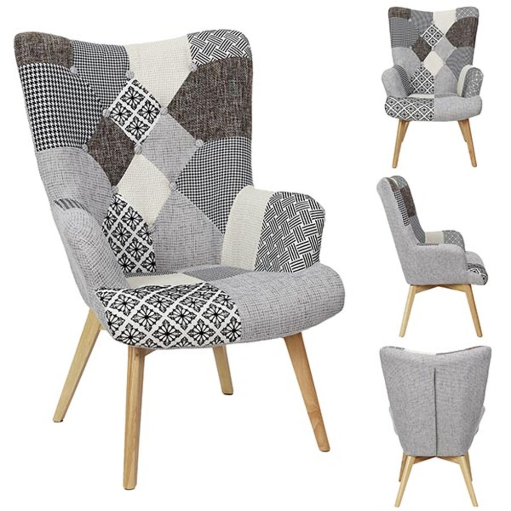 Fauteuil Patchwork Patchwork de gris