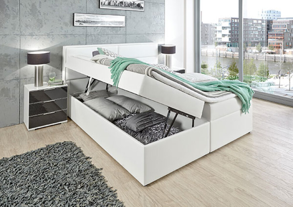 Lit multifonction rembourré Mercura Blanc L 175 X H 115 X P 220