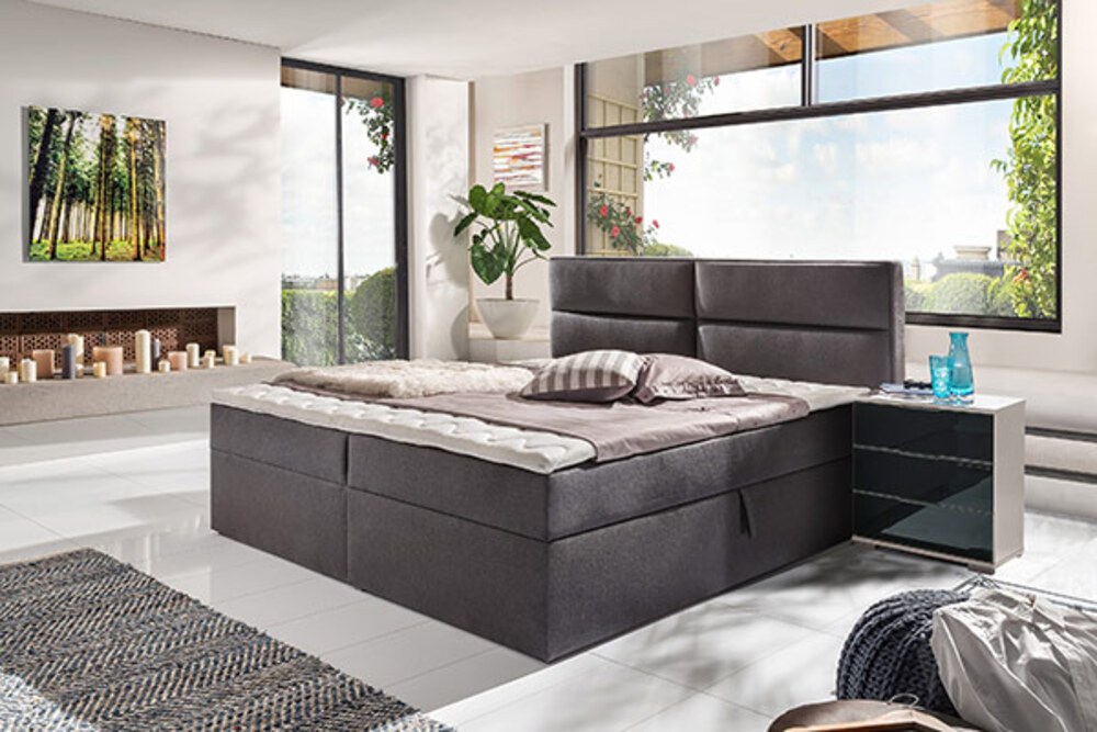 Lit multifonction rembourré Mercura Graphite L 175 X H 115 X P 220