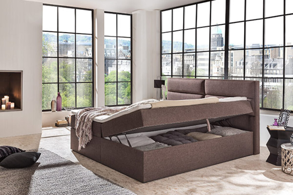 Lit multifonction rembourré Mercura Marron L 175 X H 115 X P 220