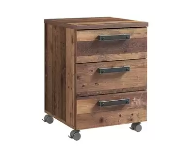 Enfilade 2 portes 3 tiroirs Block Chene/blanc/gris