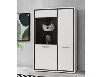 Vitrine Rigmor Blanc mat/béton gris foncé