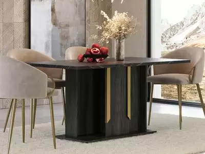 Table de repas Orion noir/mat/or Noir mat L 160 X H 77 X P 90