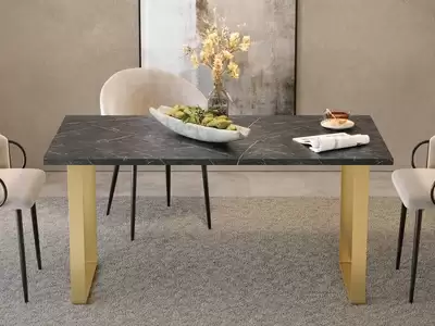 Table de repas pied métal Orion noir/mat/or Noir mat L 160 X H 77 X P 90