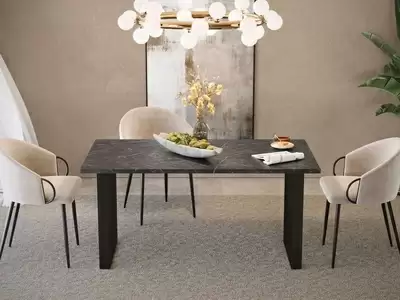 Table de repas pied métal Orion noir/mat Noir mat L 160 X H 77 X P 90